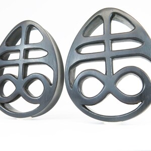 Big Gauge Dark Raintree Carved Leviathan Cross Teardrop Plugs I Carved Teardrop Plugs I Satanic ...