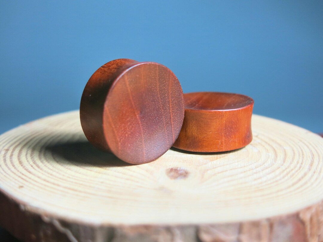 Handmade Red Mahogany Wood Concave Ear Plugs: Gauged Earlobes - Etsy