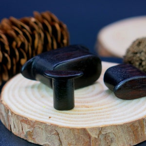 Custom Black Wood Oval Labret Lip Plug for Pierced Lip. Handmade Dark ...