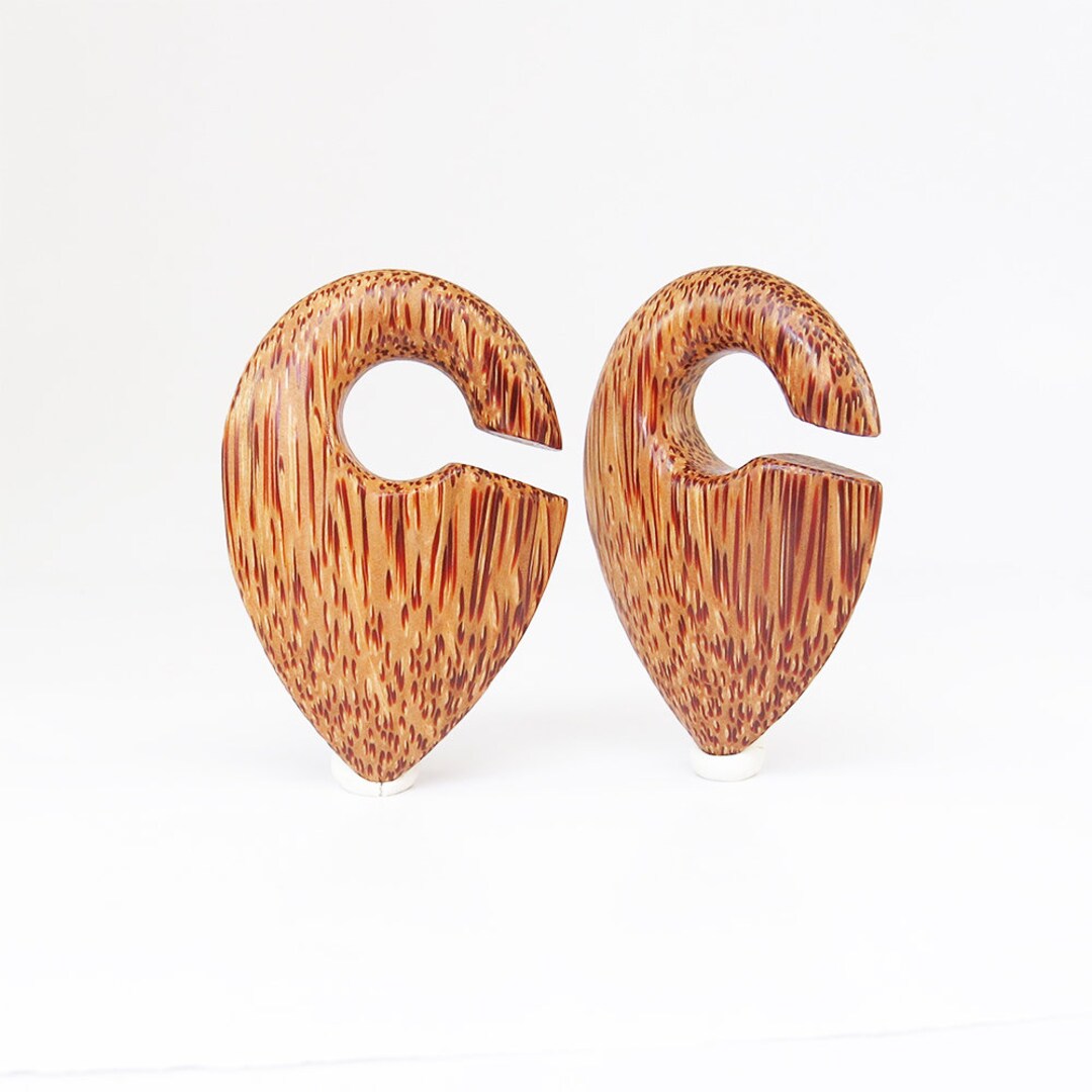 Custom Coconut Palm Wood Pendulum Ear Weight Hangers. Wooden Hoop Ear ...