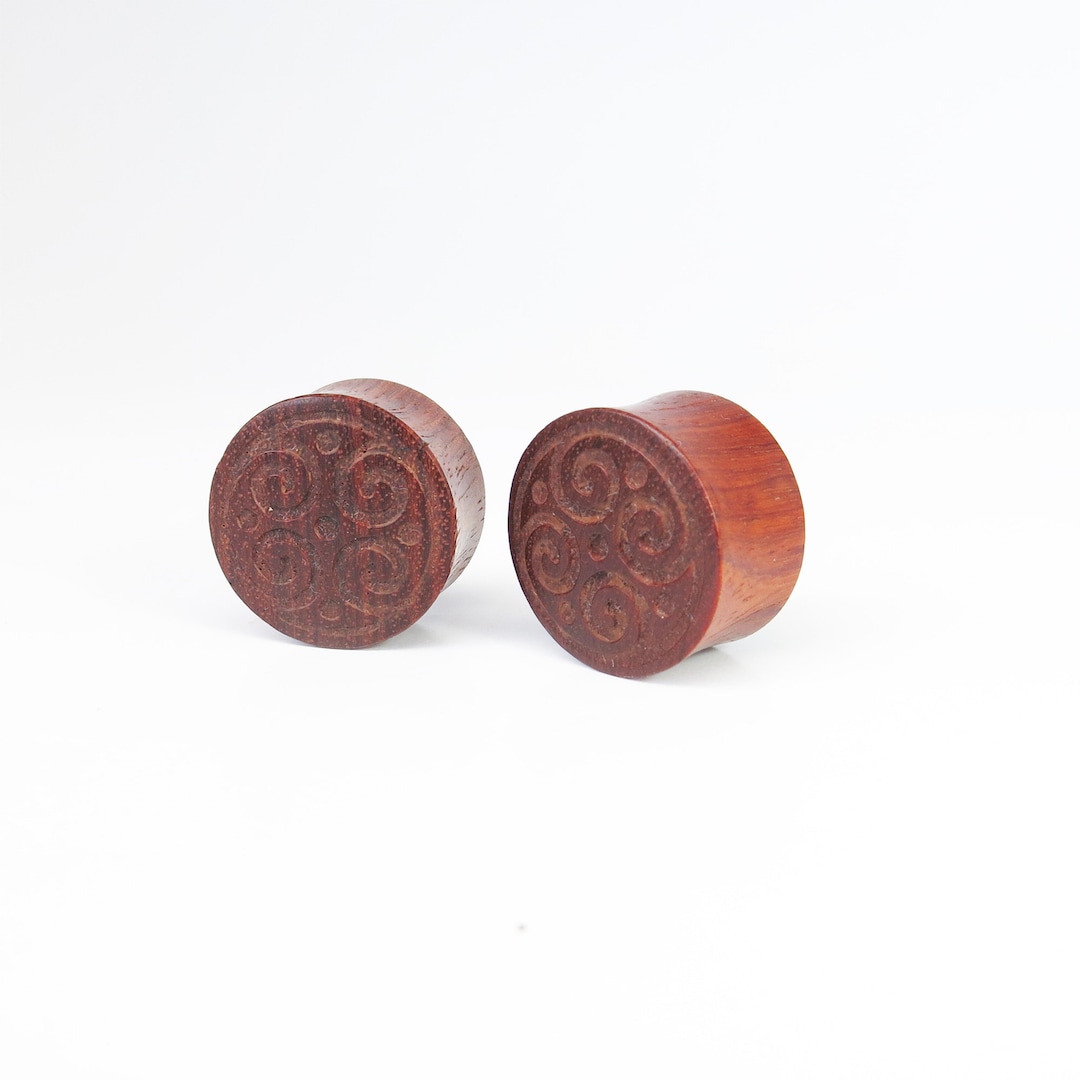Blood Wood Vintage Rune Reversible Carved Plugs I Wood Saddle Plug I ...