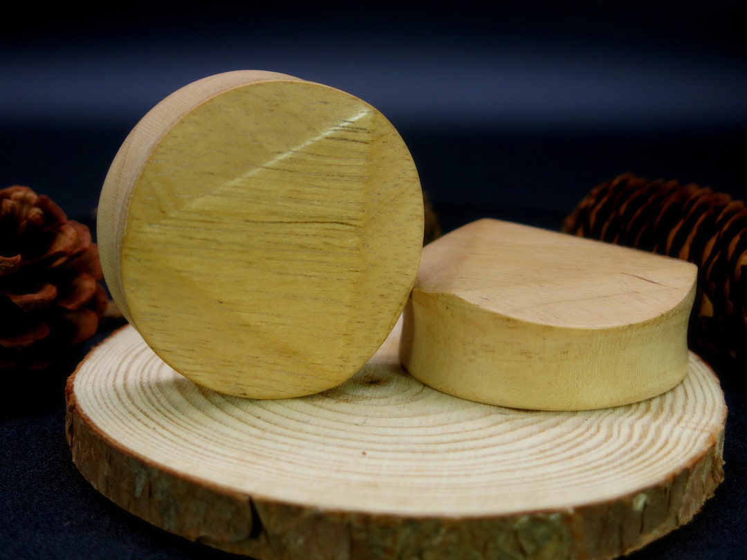 Unique Hevea Wood Carved Ear Plugs for Stretched Earlobes. Organic Body ...