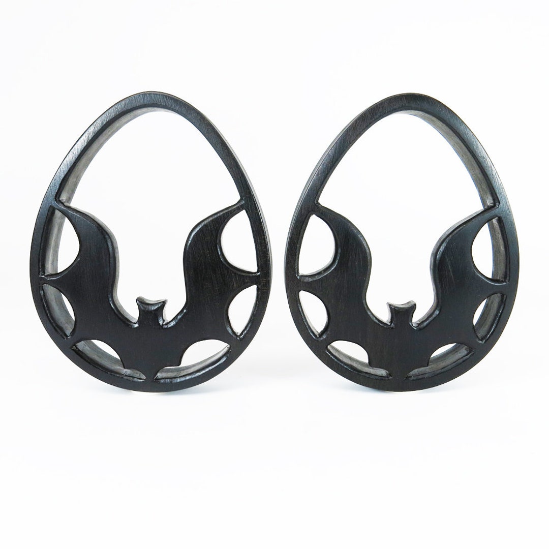 Big Gauge Dark Raintree Carved Vampire Bat Teardrop Plugs I - Etsy