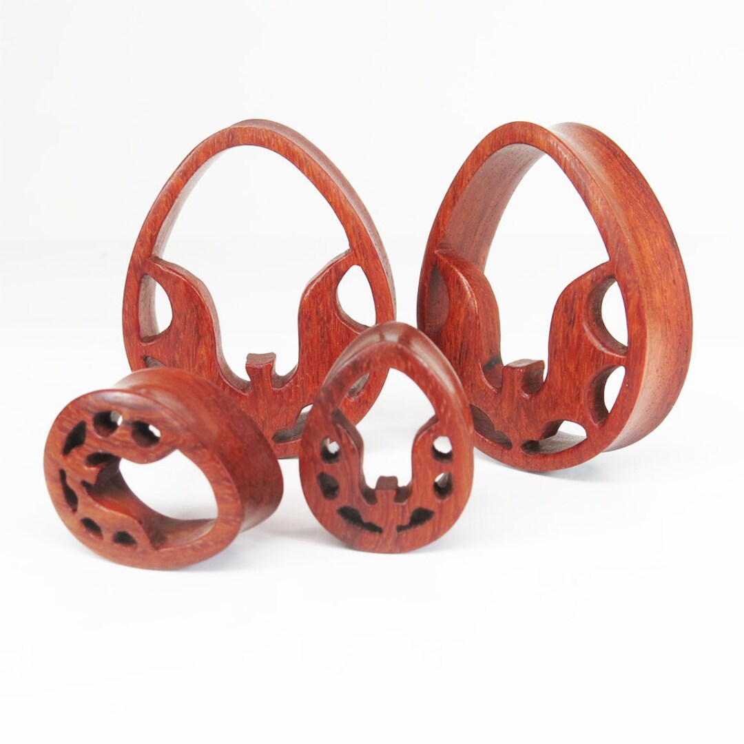 Blood Wood Halloween Teardrop Ear Plugs. Handmade Wooden Bat Ear Plugs ...