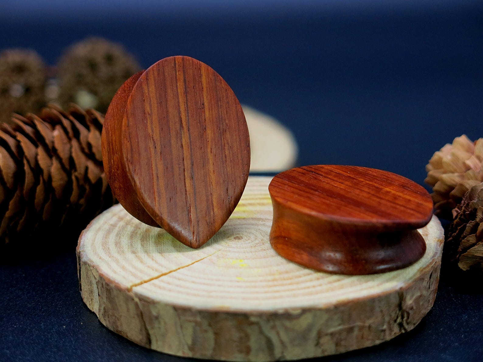 Custom Blood Wood Geometric Oval Teardrop Ear Plugs for Gauged Earlobes ...