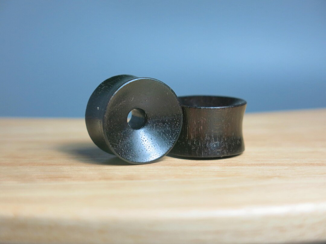 Black Wood Ear Plugs: Deep Concave Tunnels for Stretched Piercings - Etsy