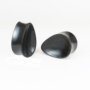 Black Wood Concave Teardrop Ear Plugs for Ear Stretching. Custom Wood ...
