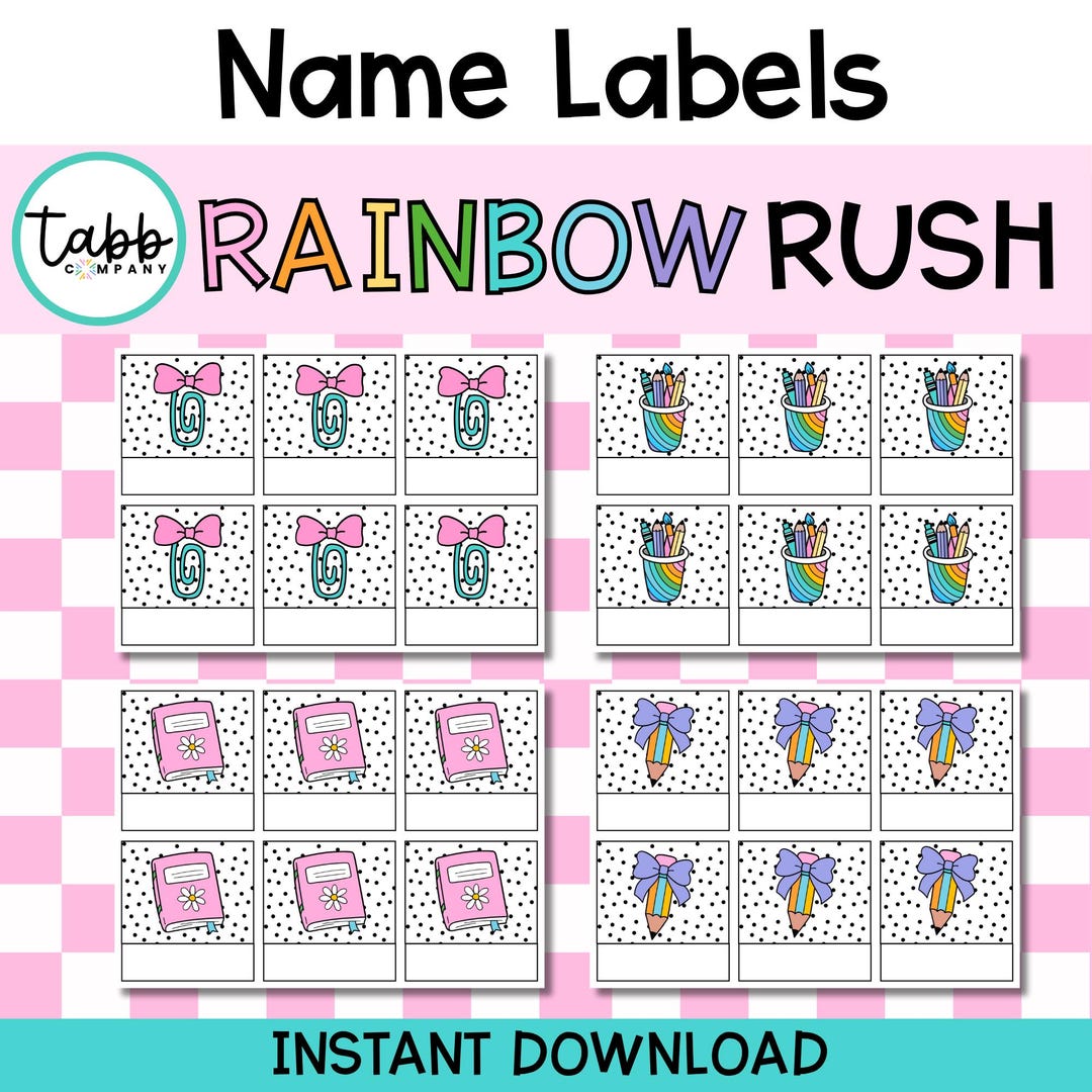 Rainbow Classroom Labels: Printable Desk & Locker Name Tags (PDF ...