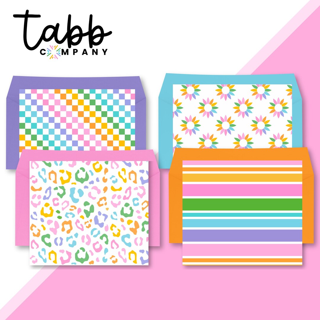 Colorful Stationery Set: 8 Blank Greeting Cards With Envelopes - Etsy