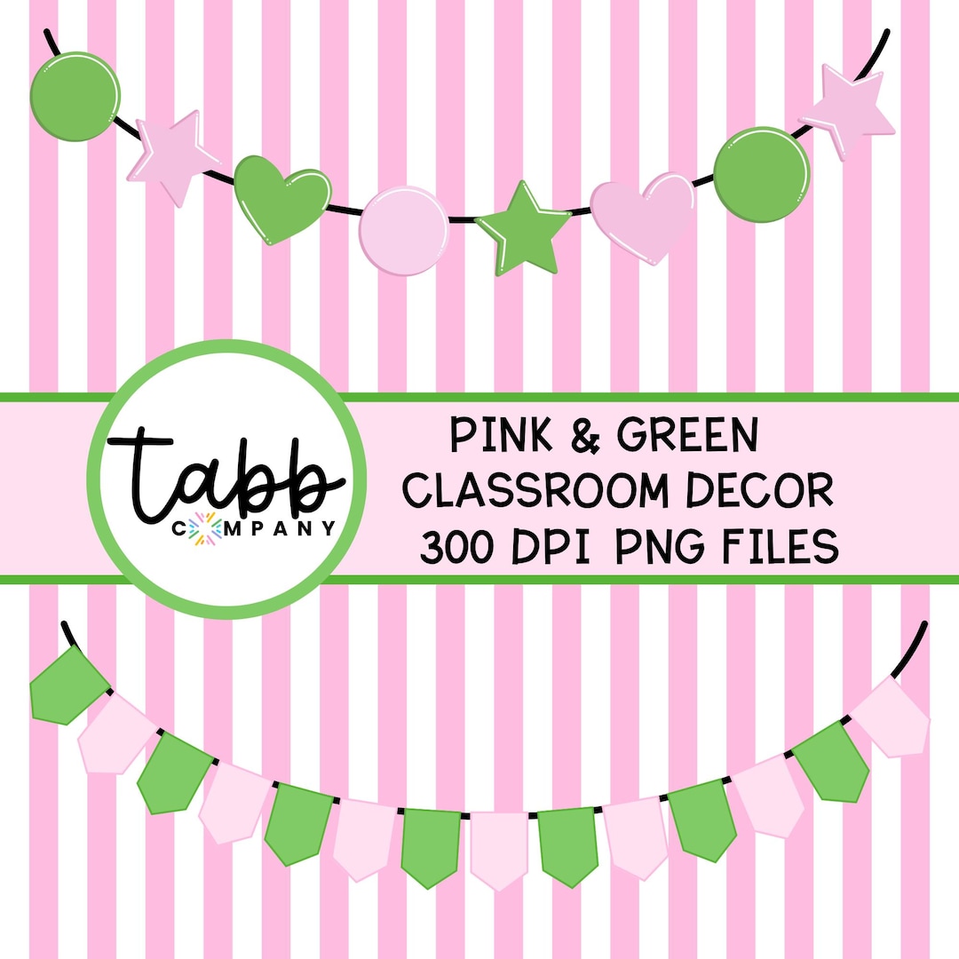Wicked Classroom Decor: Pink & Green Bulletin Board Clipart (digital ...