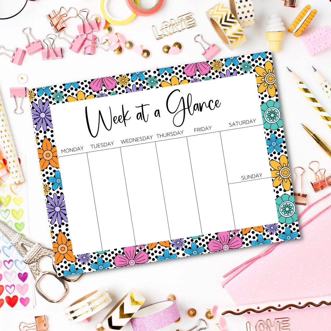 Retro Groove Undated Week at a Glance Notepad, Week at a Glance Planner ...