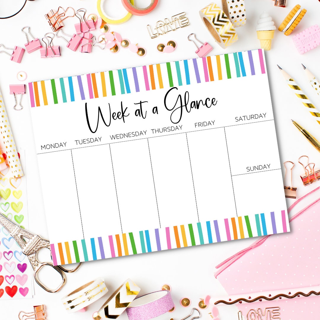 Simply Striped Undated Week at a Glance Notepad, Week at a Glance ...