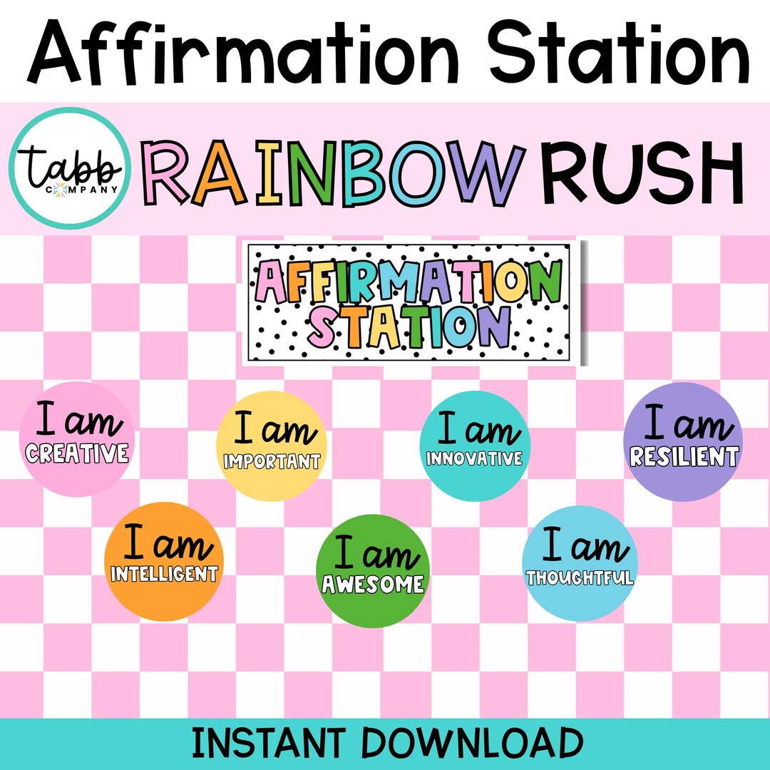 Rainbow Affirmation Station Posters: Classroom Bulletin Board Decor ...