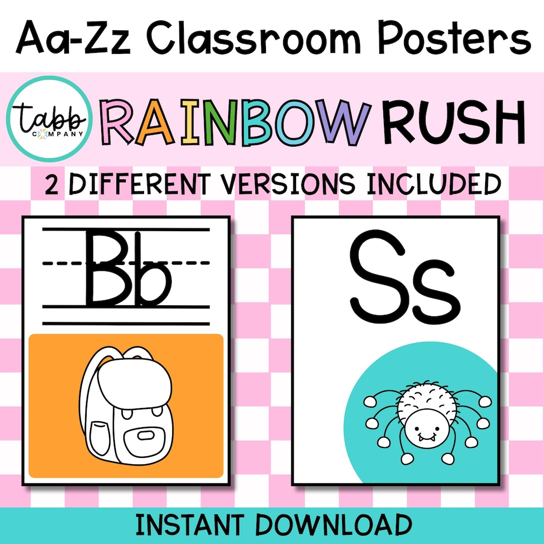 Rainbow Alphabet Classroom Posters A-Z (printable Digital Download ...