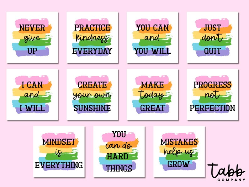 Rainbow Motivational Classroom Posters: Positive Decor (PDF/PNG Files ...