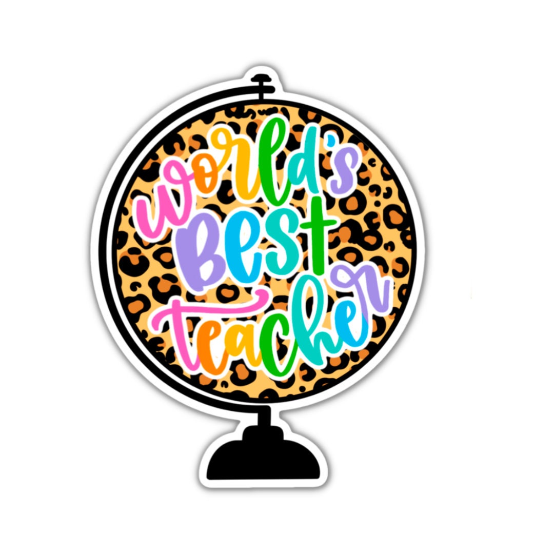 World's Best Teacher Sticker, Water Bottle Sticker, Phone Sticker ...