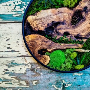 Round Wood Design With Metal Frame - Botanical Wall Art for Living Room ...