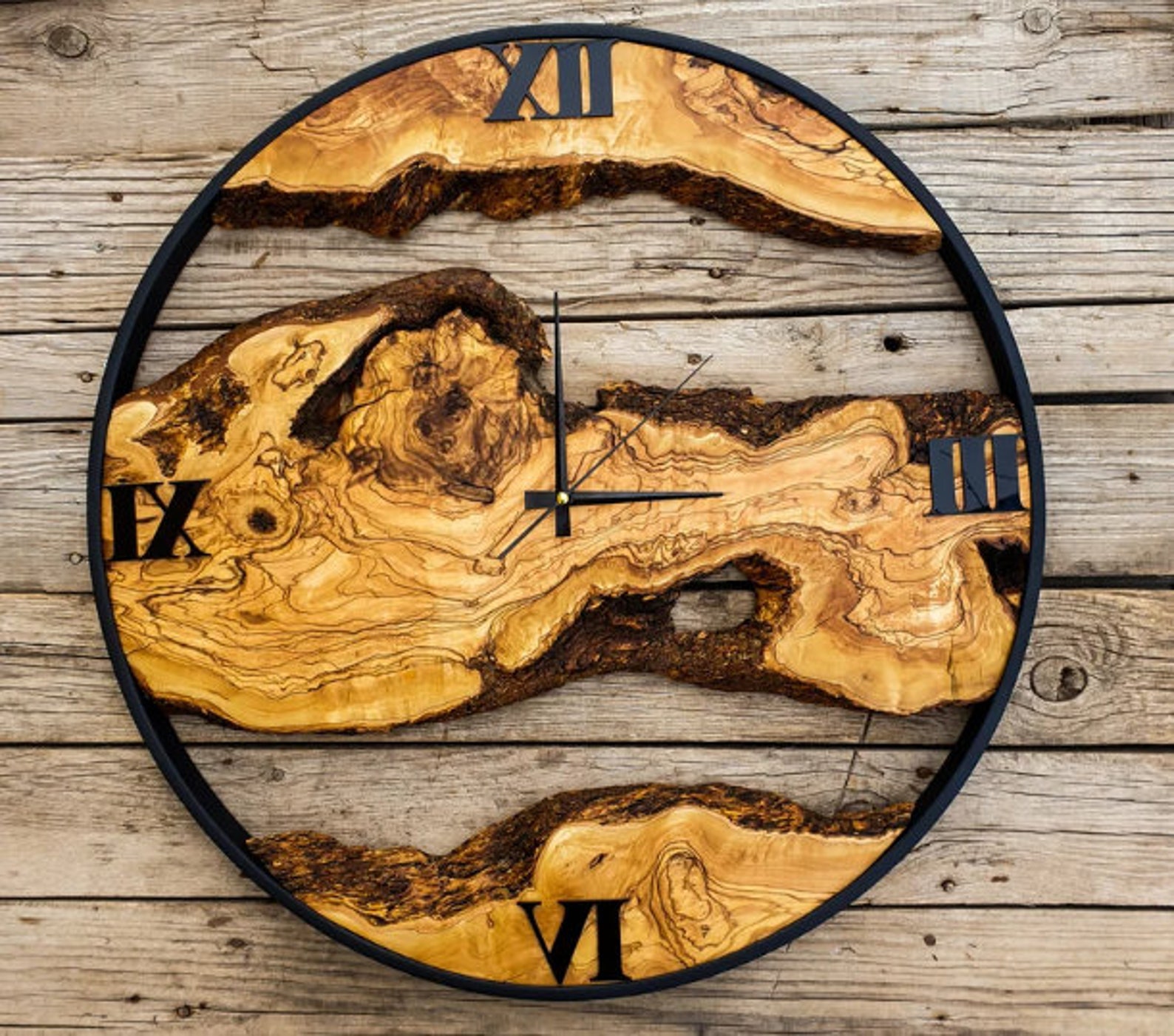 Large Wood Clock Wood Wall Clock Wood Clock Wooden Wall - Etsy