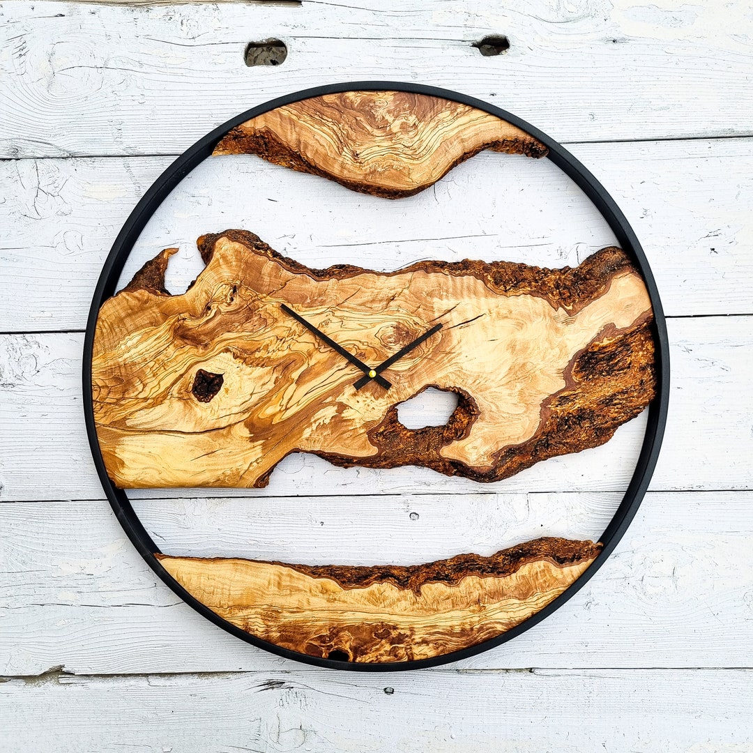Custom Made Wooden Wall Clock, Rustic Wall Clock, Live Edge Clock - Etsy