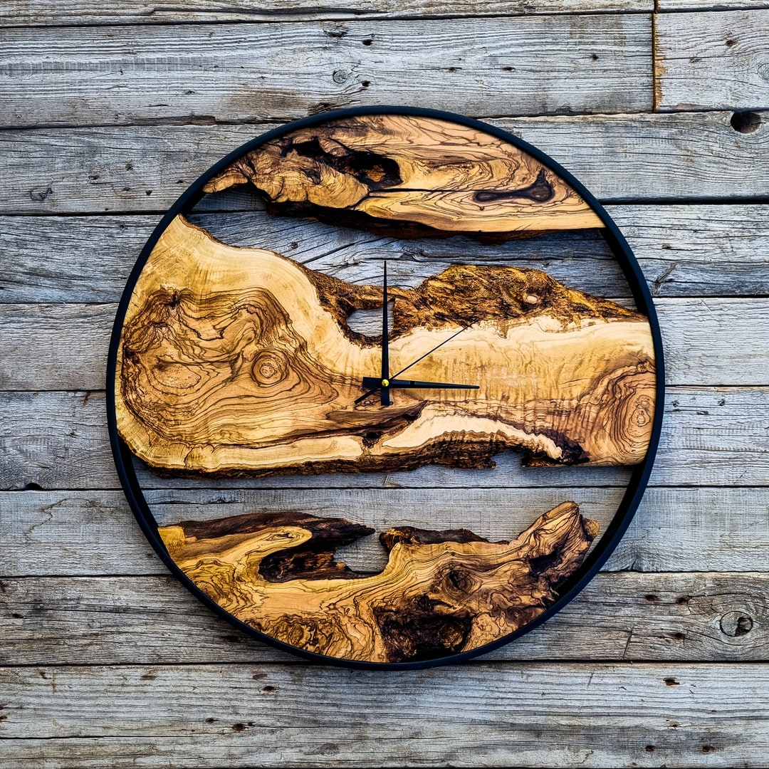 Olive Wood Wall Clock: Unique Farmhouse Decor - Etsy