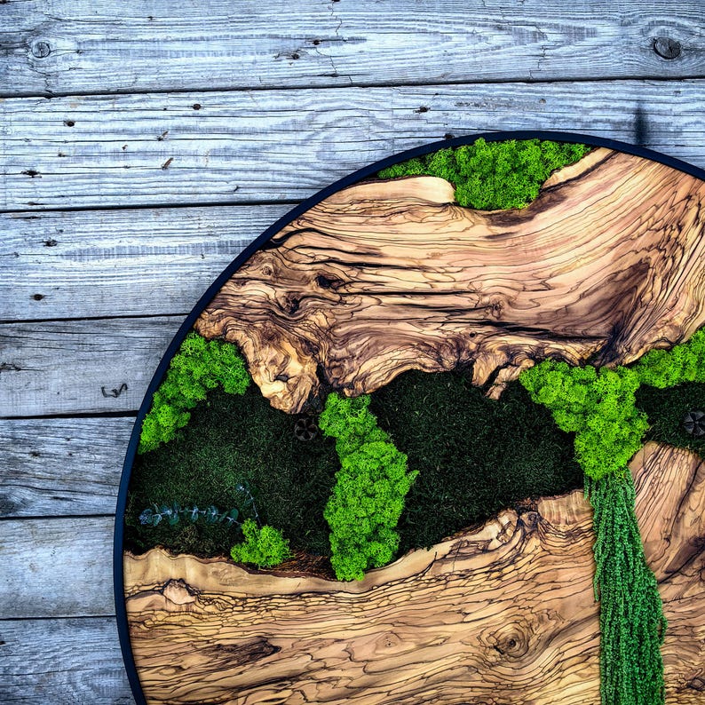 Custom Moss and Olive Wood Wall Art: Preserved Moss Decor - Etsy