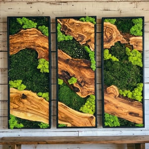 Moss Wall Decor, Moss Wall Art, Wood & Preserved Moss - Etsy