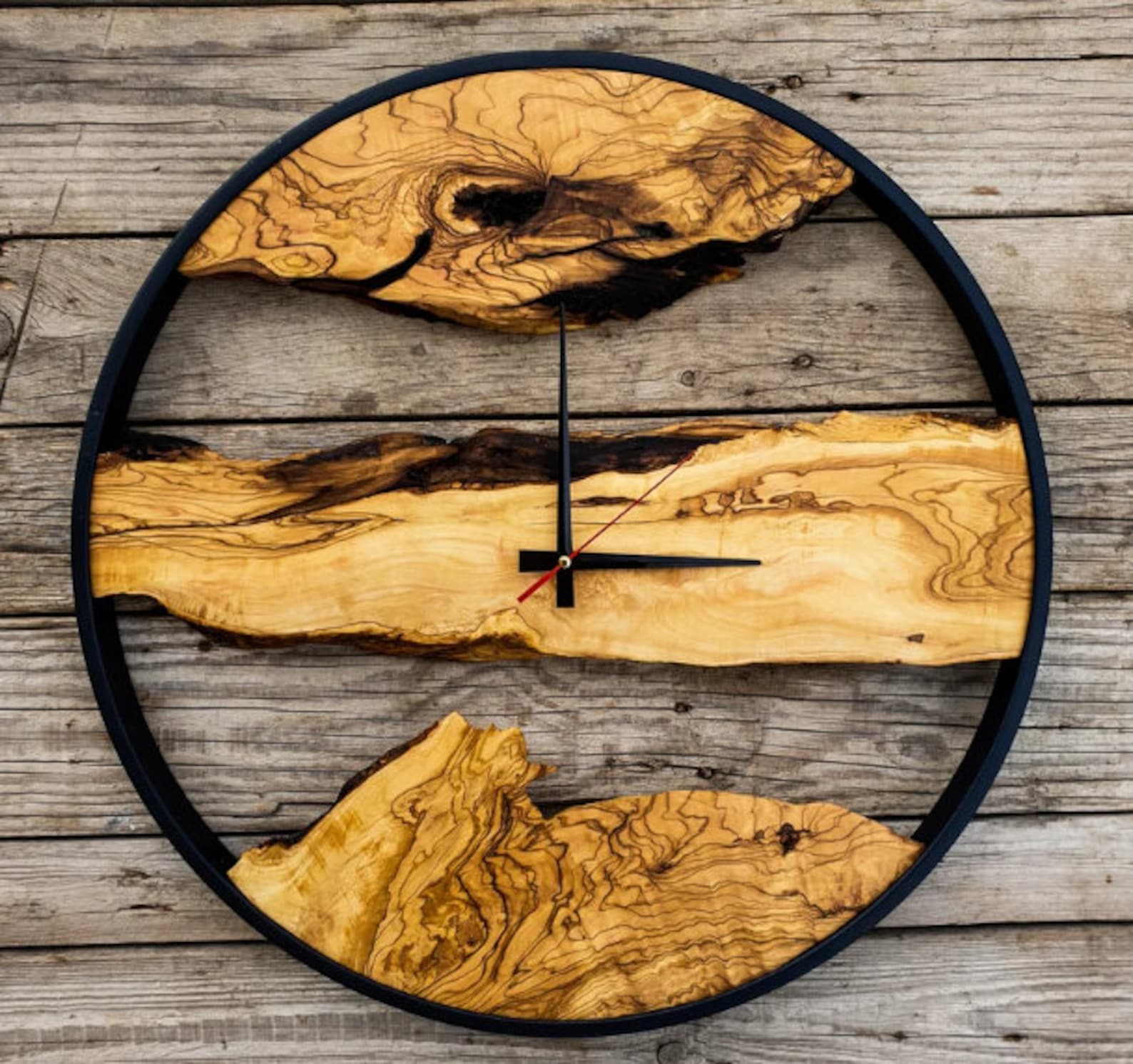 Large Wood Clock Wood Wall Clock Wood Clock Wooden Wall - Etsy