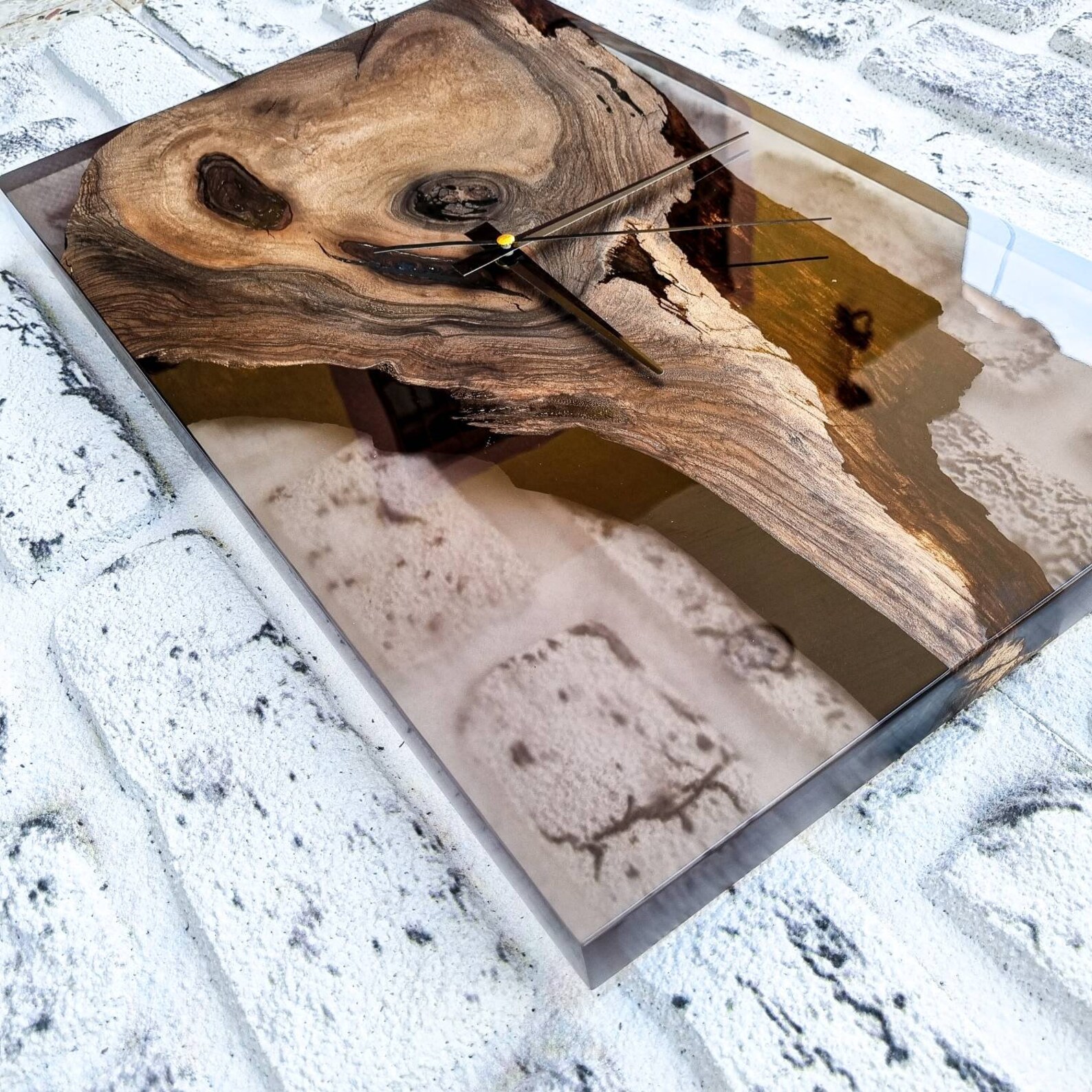 Resin & Walnut Wood Wall Clock Epoxy and Wood Wall Clock - Etsy