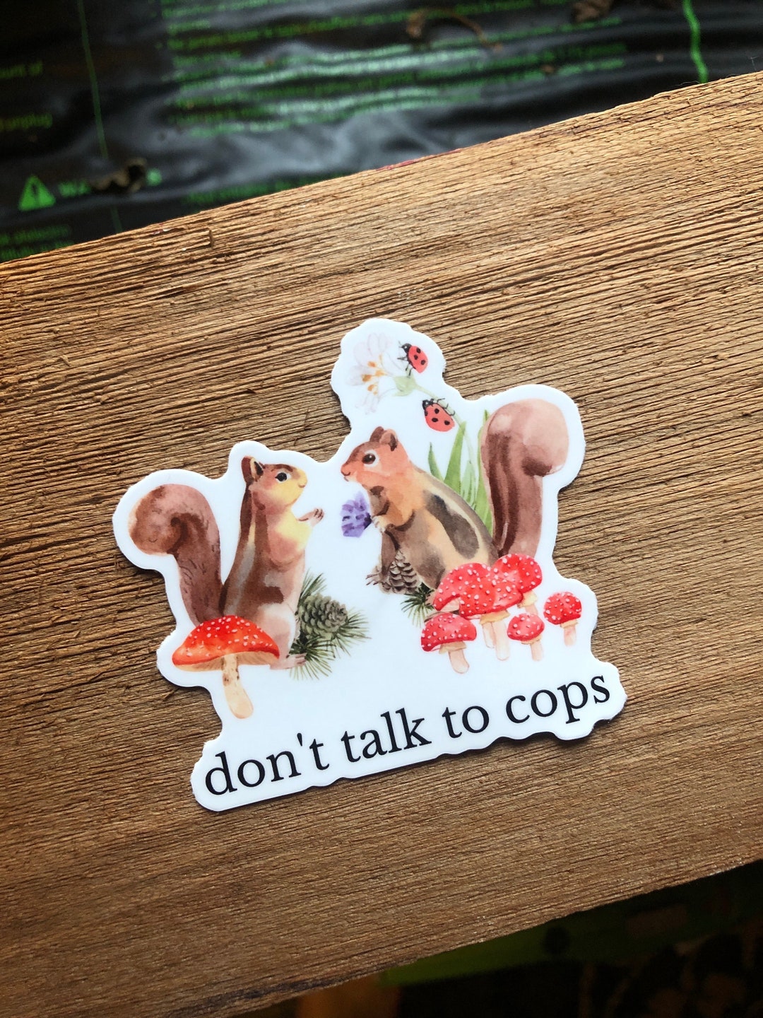 Leftist Sticker Defund Fascism Decal Cute Chipmunk Cottagecore Abolish ...