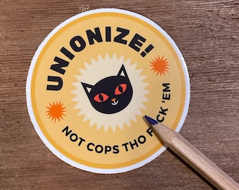 Unionize Stickers Kitten IWW Leftist Socialist Communist Union Cat ...