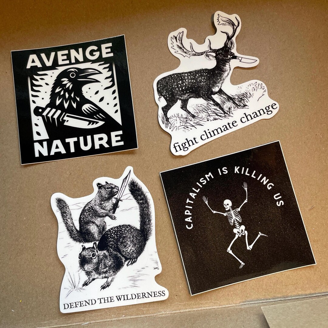 Nature Stickers Climate Activist Decals Snarky Crow Avenge Nature ...