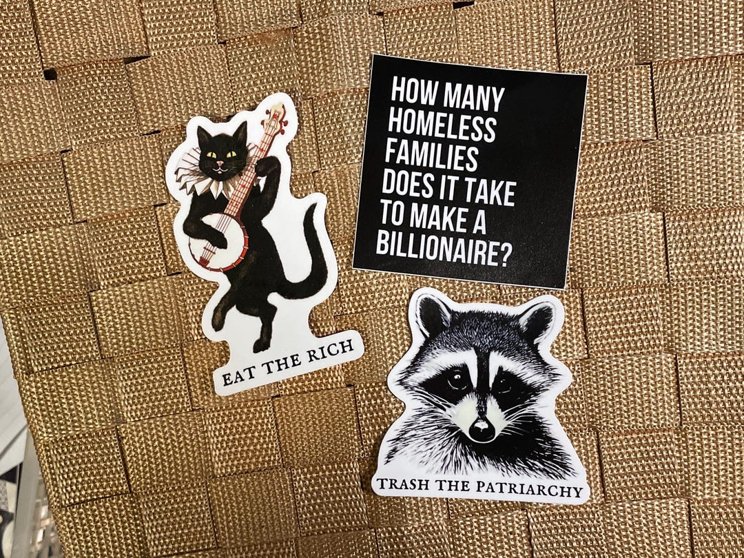 Leftist Stickers Eat the Rich Decals Trash Patriarchy Raccoon Sticker ...