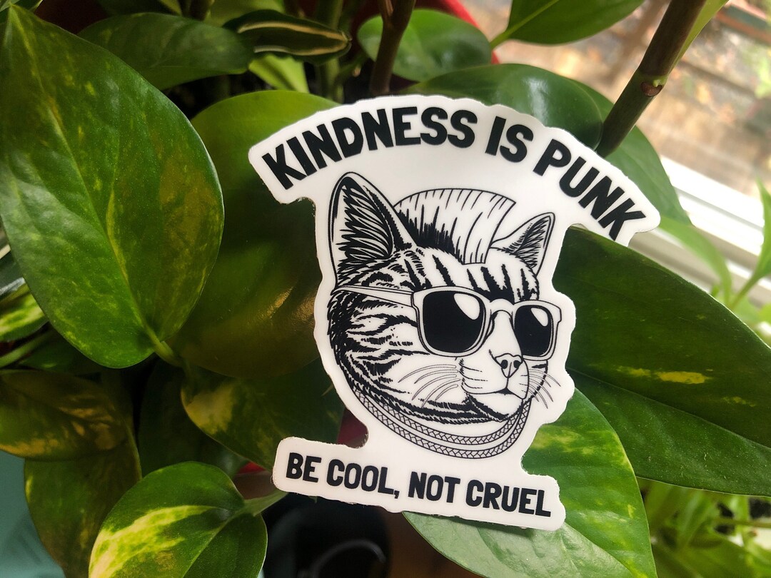 Be Cool Not Cruel Kindness is Punk Cat Radical Empathy Vinyl Sticker - Etsy