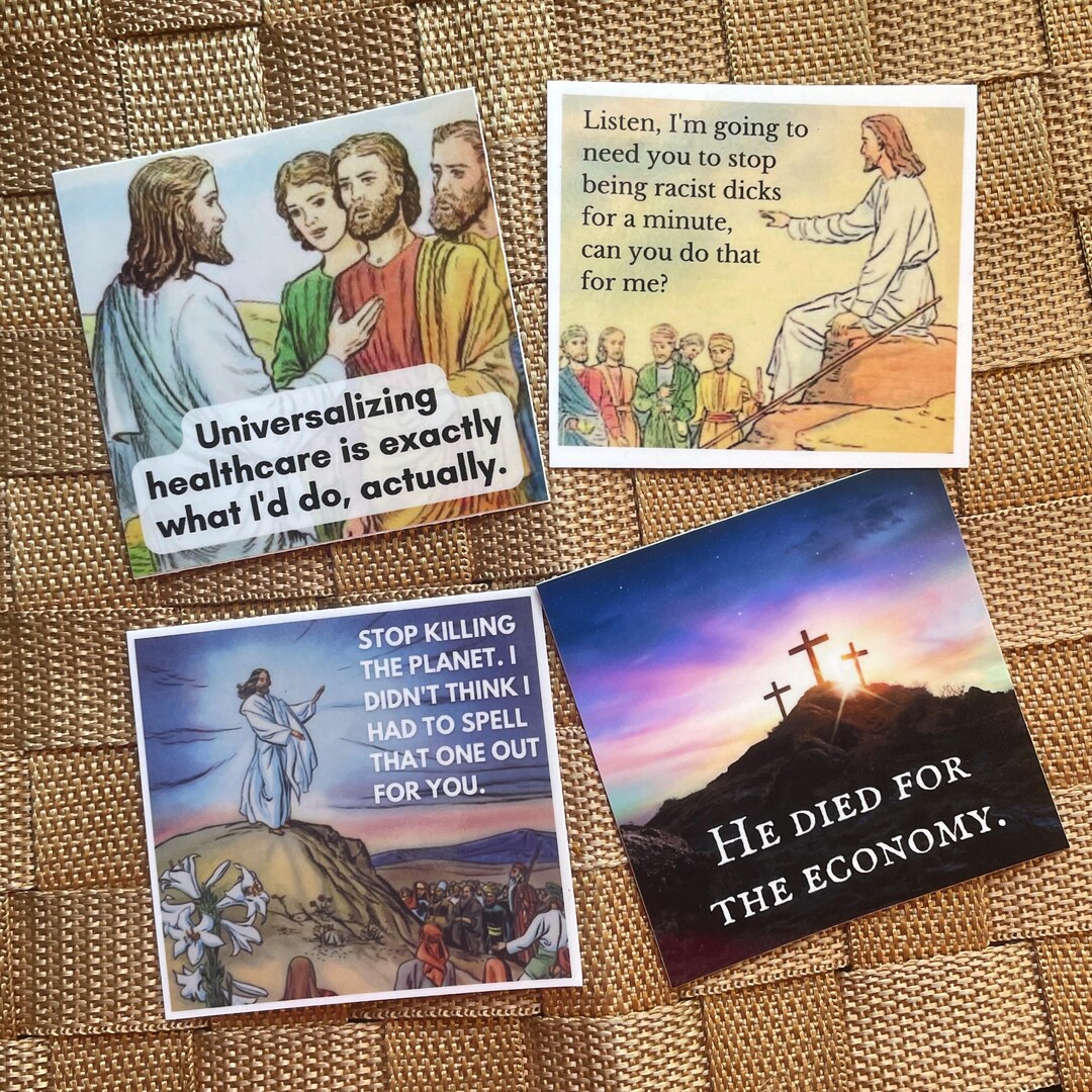 Sarcastic Jesus Christ Stickers Snarky Leftist Christian Decals ...