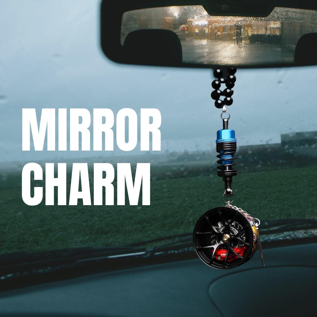 JDM Car Mirror Charm: Rim, Rotor & Suspension - Beaded Rearview Hanger ...