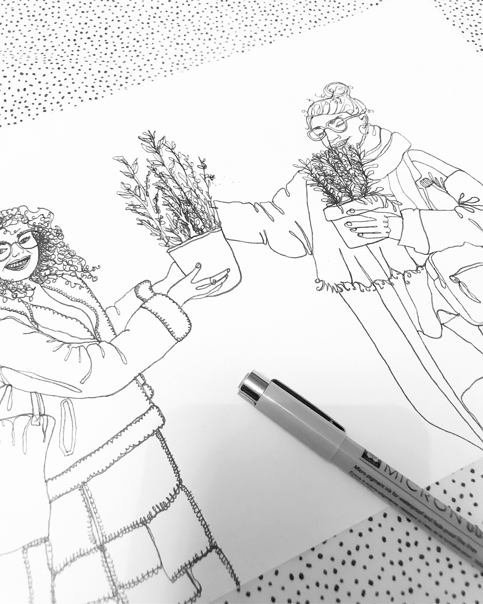 Custom B&W Hand-drawn Line Art Portrait One Line Ink | Etsy