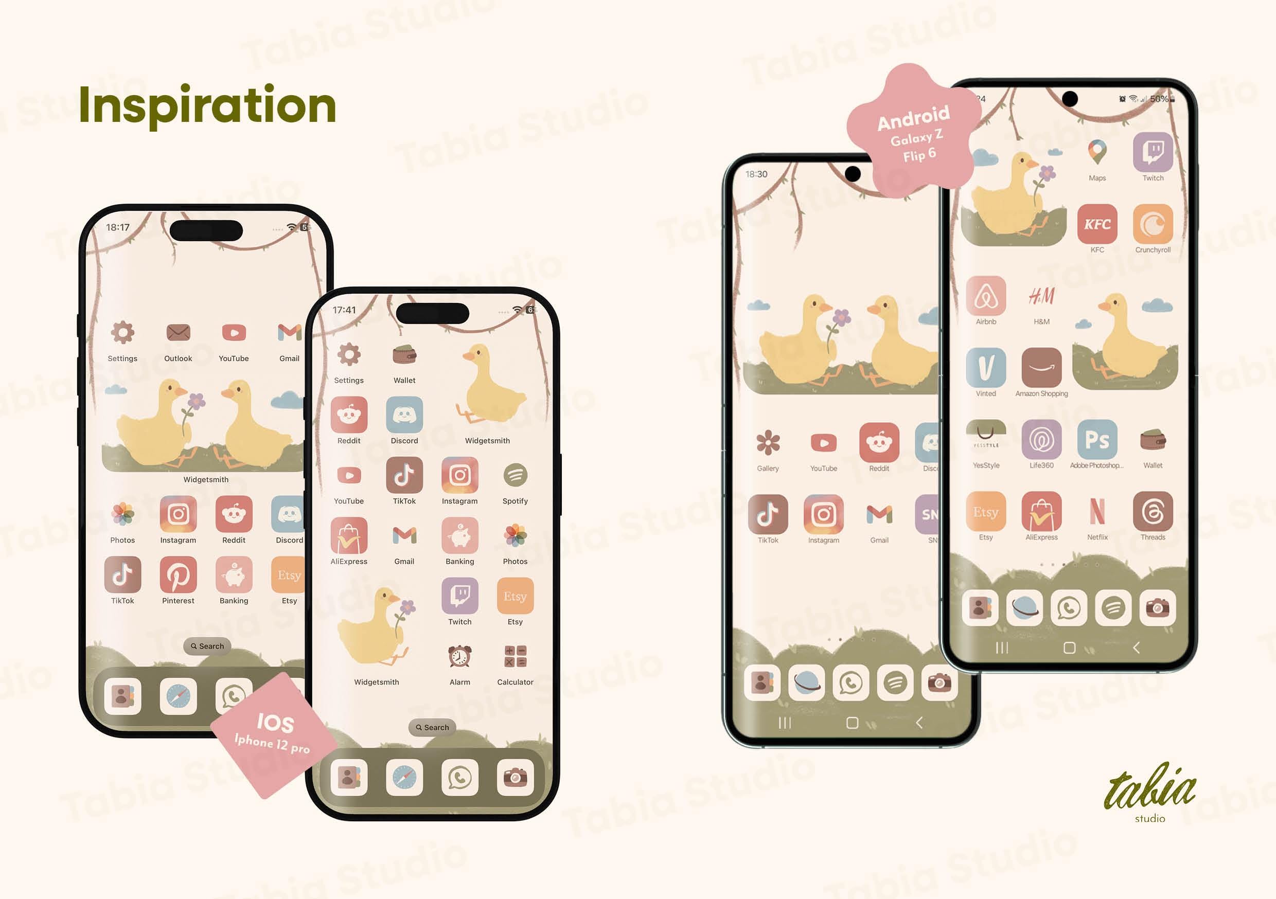 Cute Pastel Duck Icon Pack Phone Theme Wallpapers & Widgets IOS and ...