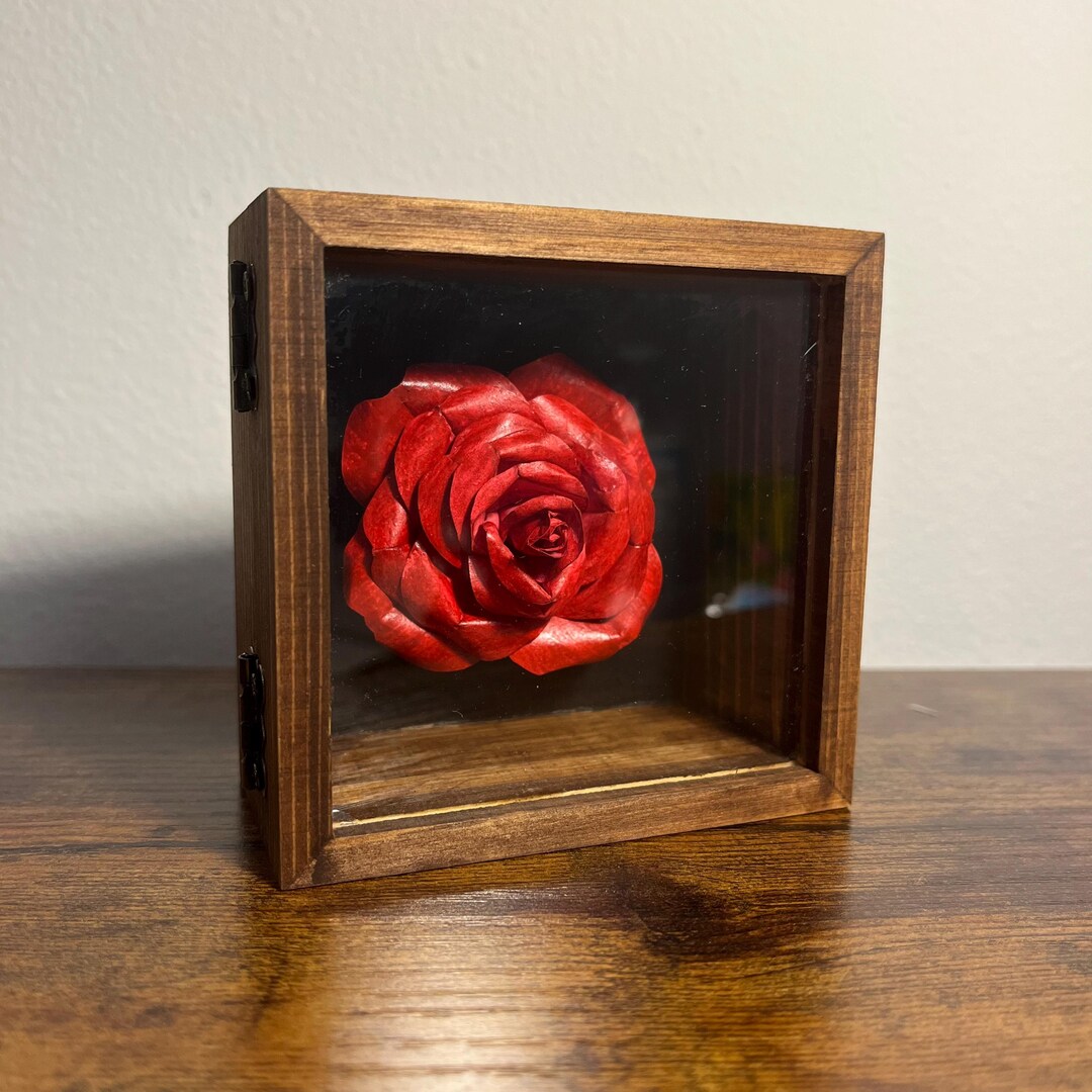 Paper Rose Shadow Box Sculpture - Etsy