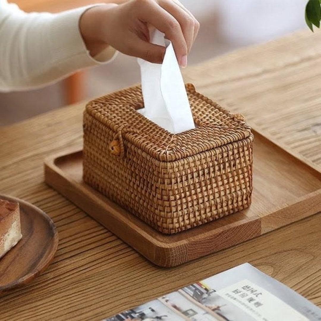 Vietnam Rattan Weave Tissue Box Draw Box Covered Tissue Box Storage Box ...