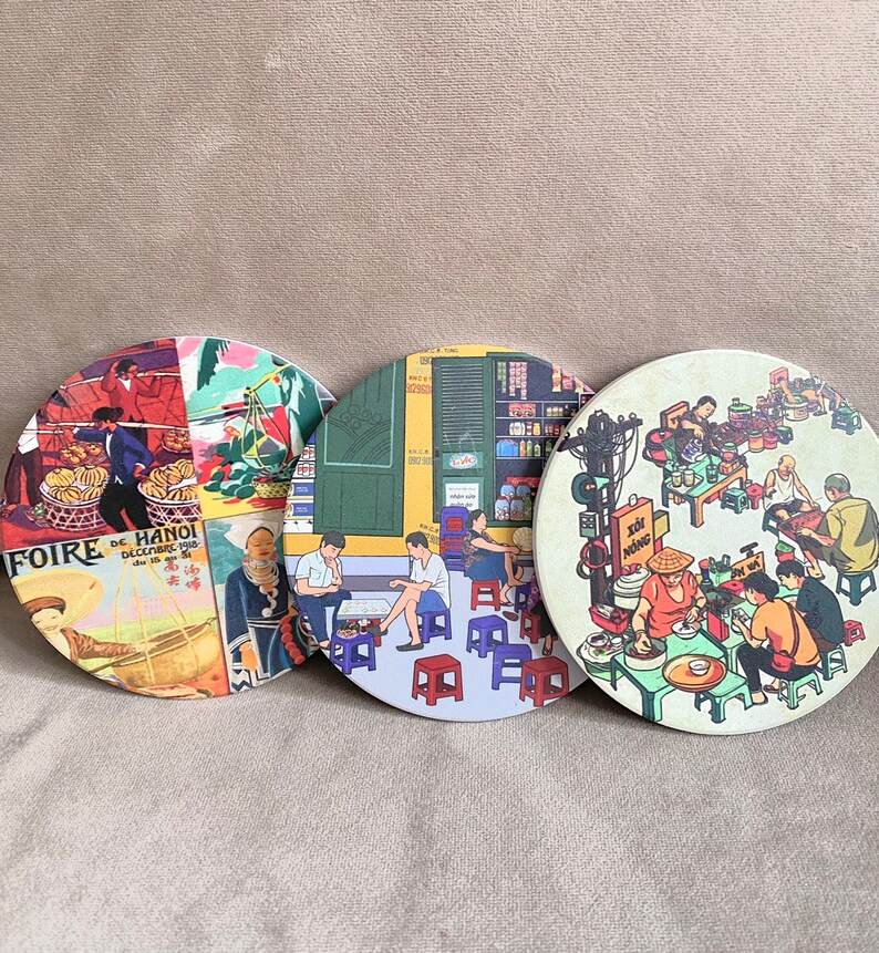 Coaster, Coasters Abstract Art, Modern Art Coasters Set of 3-vietnam ...
