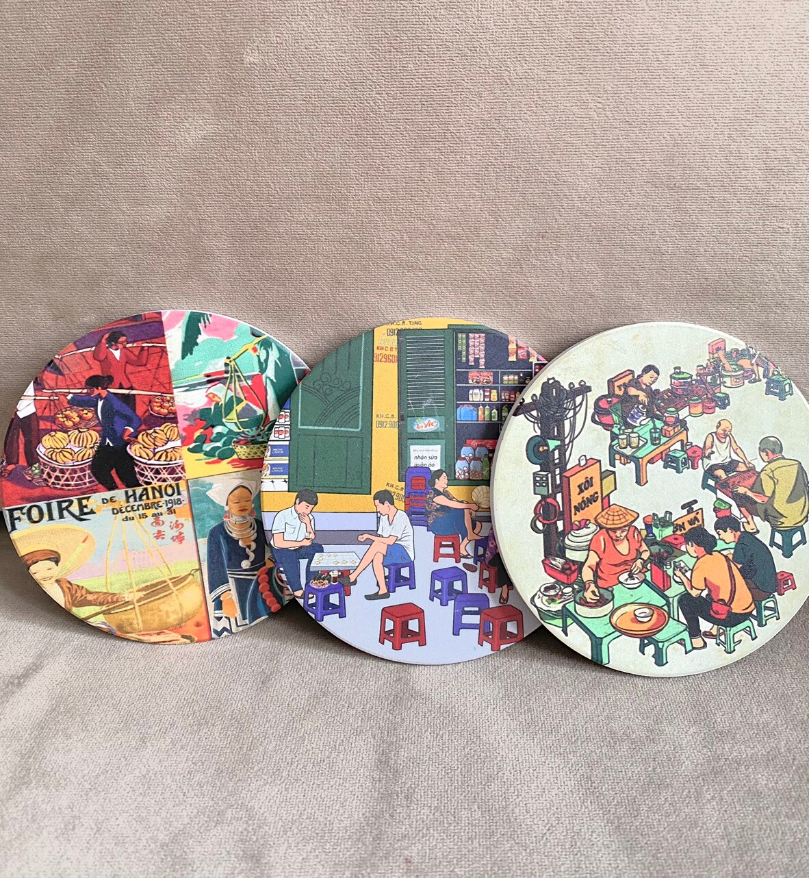 Coaster, Coasters Abstract Art, Modern Art Coasters Set of 3-vietnam ...