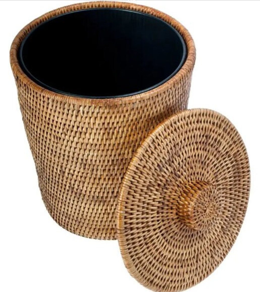Rattan Waste Storage Basket With Lids - Etsy