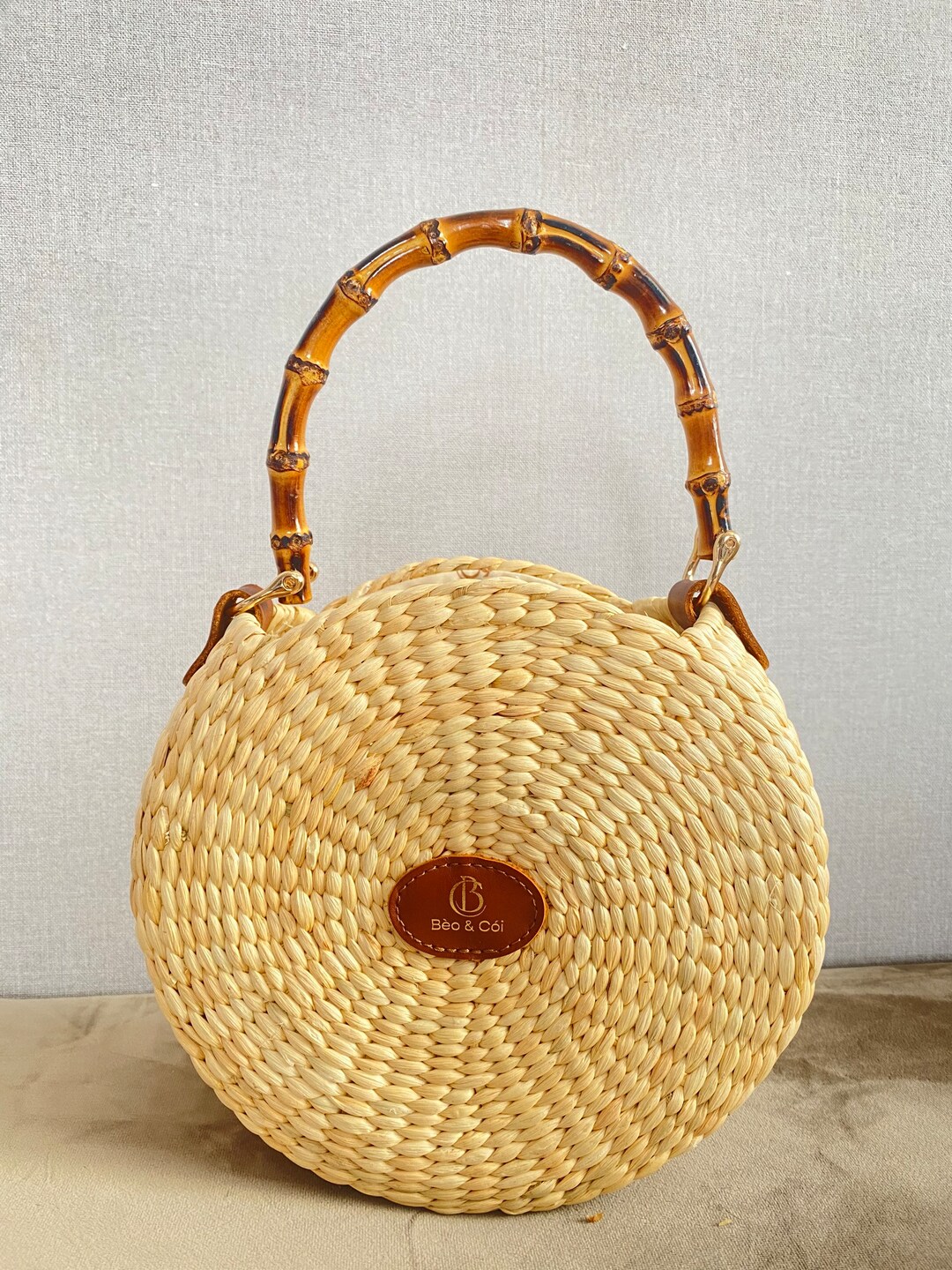 Round Rattan Bag, Wicker Bamboo Bag, Rattan Purse, Round Straw Bag ...