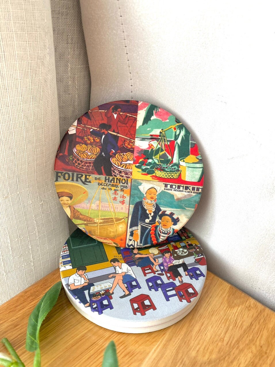 Coaster, Coasters Abstract Art, Modern Art Coasters Set of 3-vietnam ...