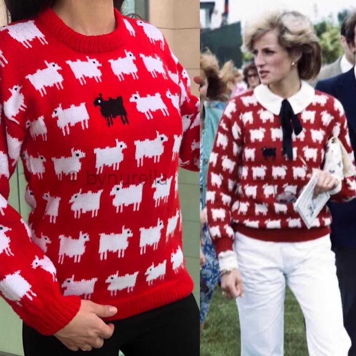 Princess Diana Black Sheep Sweater Iconic Famous Sweater Hand | Etsy