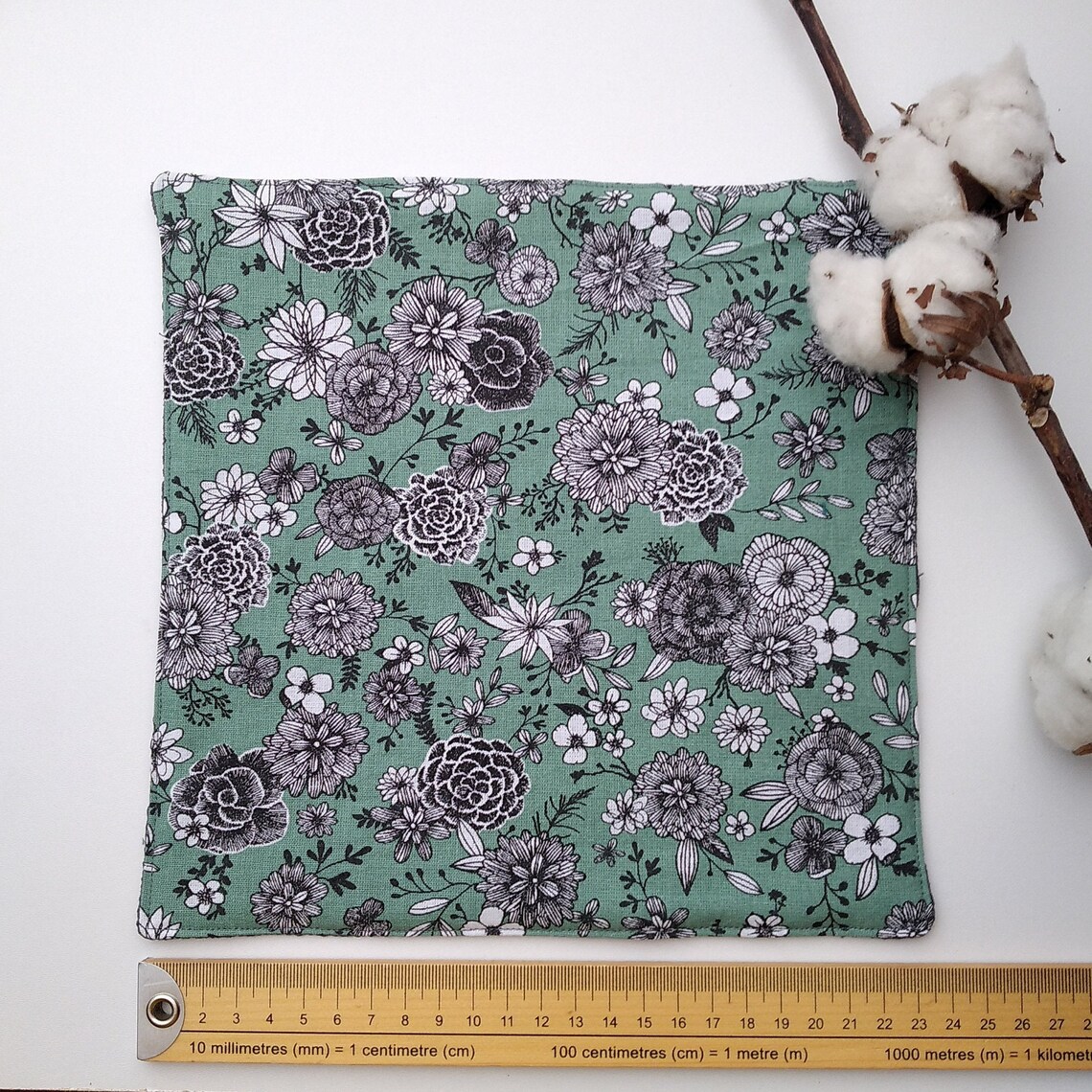 Essui-tout En Nid D'abeille Gris Anthracite Et Coton à Motif Fleuris ...