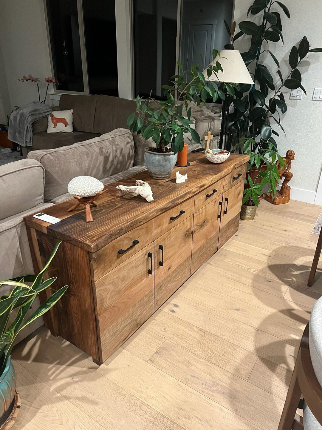 Solid Walnut Wood Cabinet, Solid Walnut Console, Living Room Furniture ...