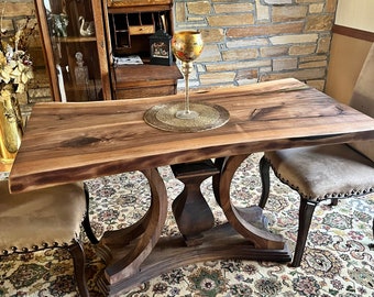 Custom Live Edge Black Walnut Dining Table - Etsy
