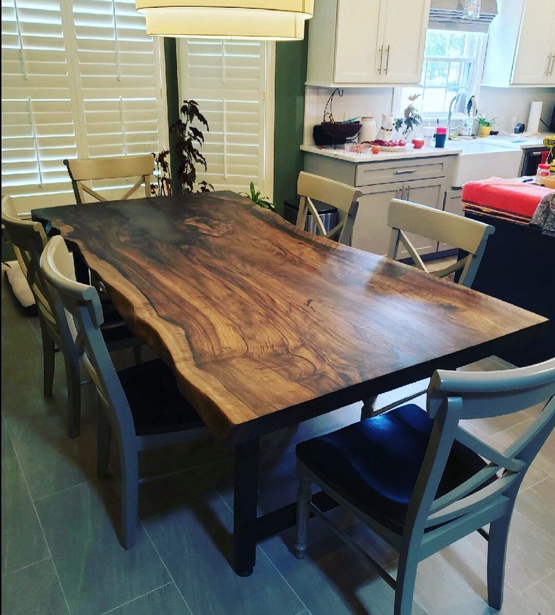 Live Edge Dining Table, Walnut Dining Table, Kitchen Dining Table, Walnut Table, Conference ...