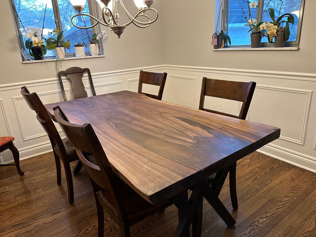 Walnut Table Kitchen Table Live Edge Table Table Legs Live - Etsy